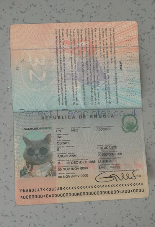 Angola Passport Template - Perfect Templates - The Biggest Selection of ...