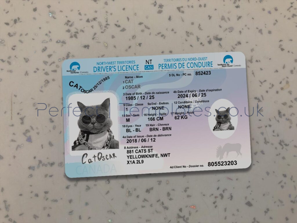 Canada NWT Driving Licence - Perfect Templates - The Biggest Selection ...