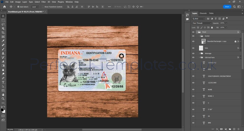 Indiana Identity Card Template - Perfect Templates - The Biggest ...