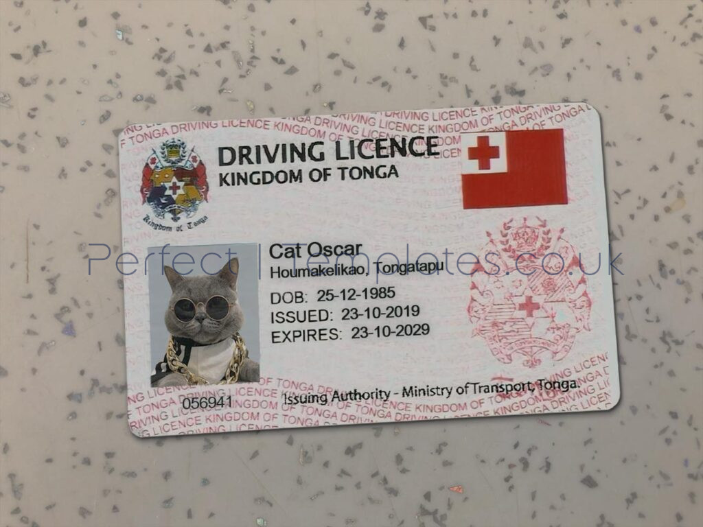 Republic of Tonga Driving Licence Template - Perfect Templates - The ...